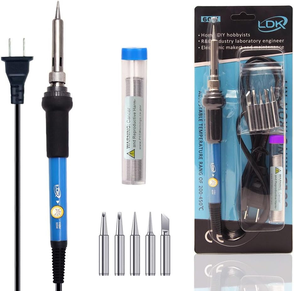 Detachable Soldering Iron Kit 60W 110V w/ 5 Replacement Tips & Solder ...