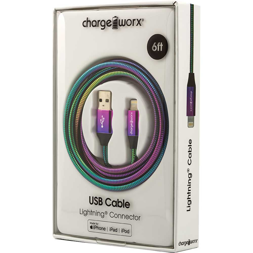 Chargeworx 6ft Lightning Iridescent Cable – online.bb