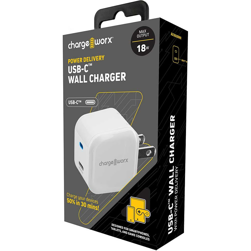 Chargeworx 18W USB-C Wall Charger w/Power Delivery - White – online.bb
