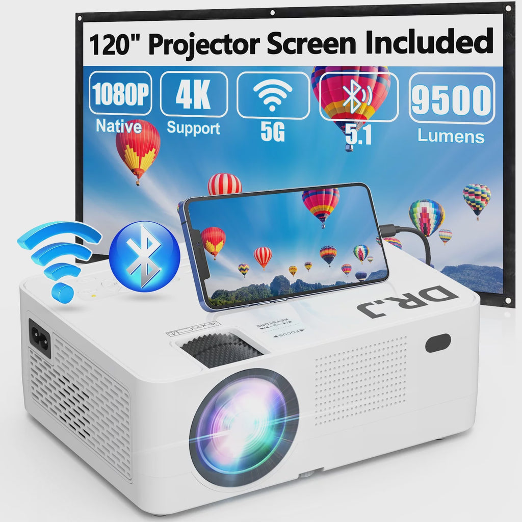 DR.J Professional Native 1080p 9500 Lumens Projector - Bluetooth 5.1 ...